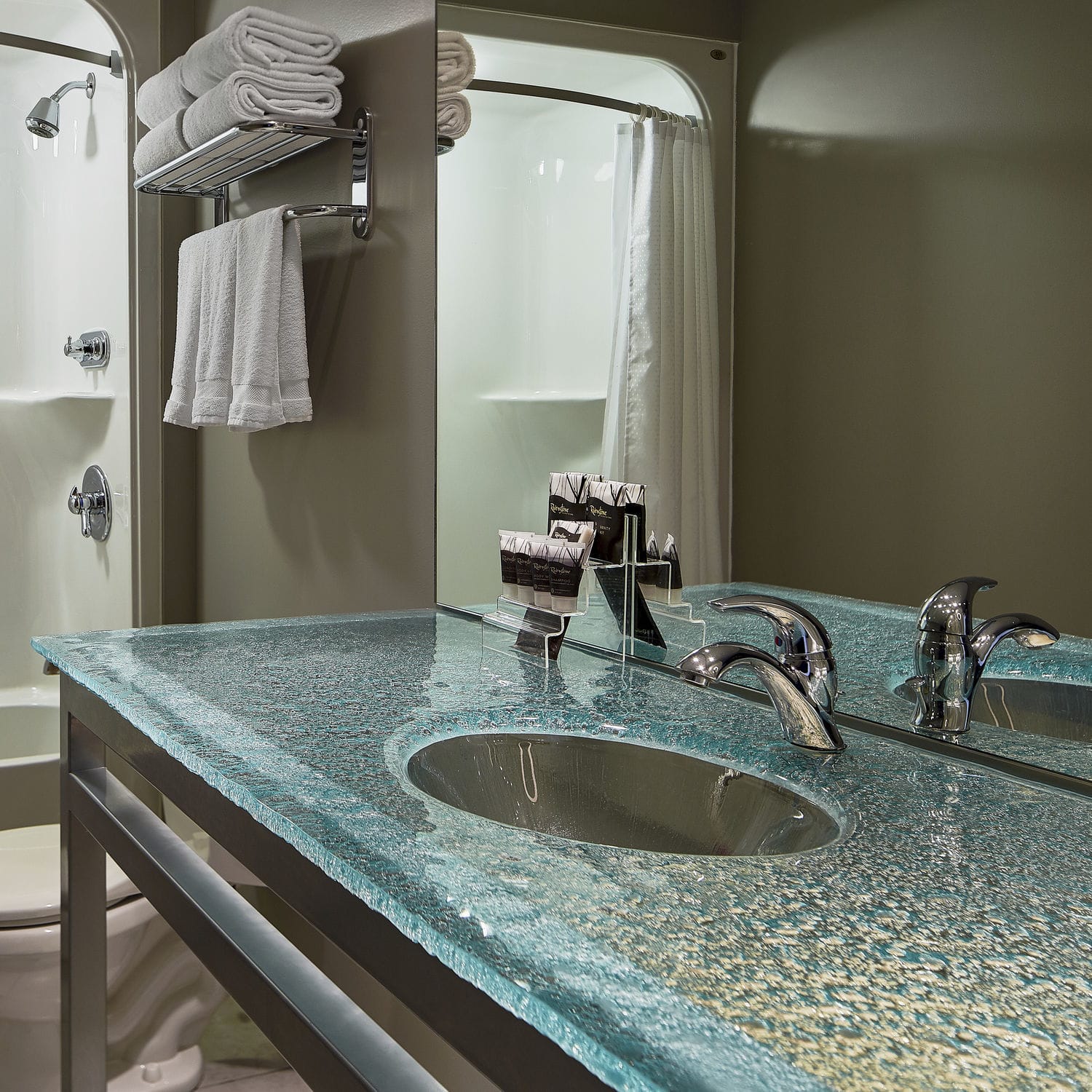 Double vanity top - ThinkGlass - glass / custom-made / professional