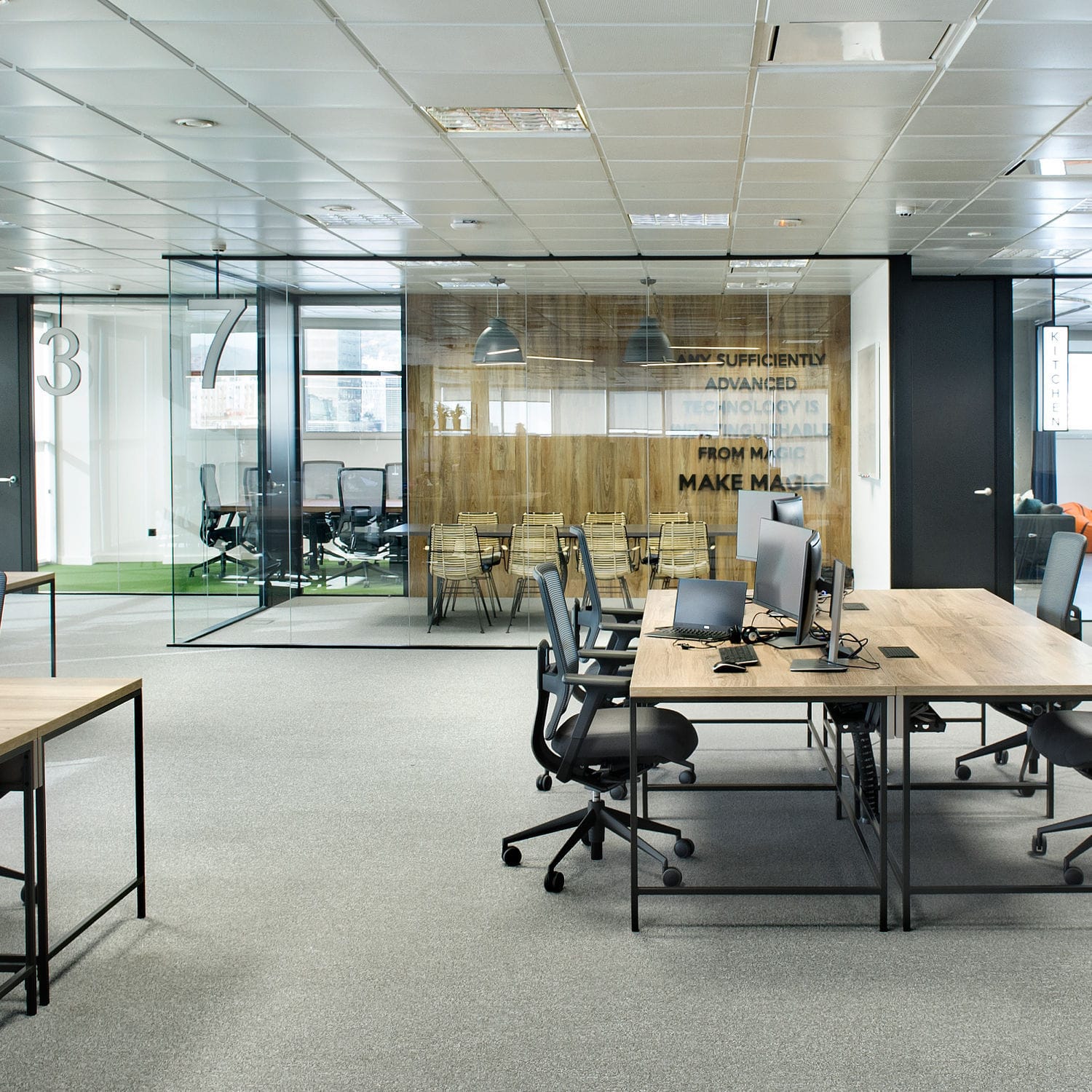 Removable partition - NEO 7016 - DINOR - with glass panel / laminate ...