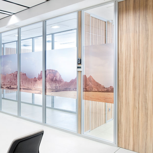 Removable partition - MASTER - DINOR - with glass panel / wooden / laminate