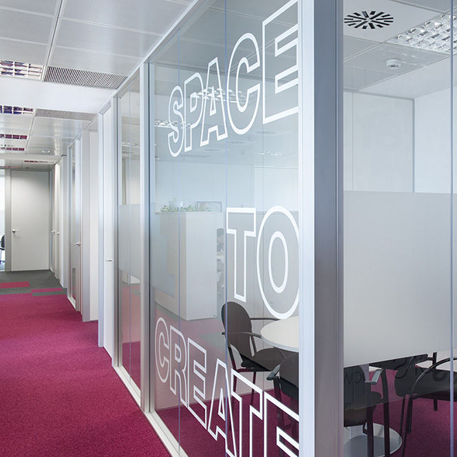 Removable partition - NEO - DINOR - modular / glass / aluminum