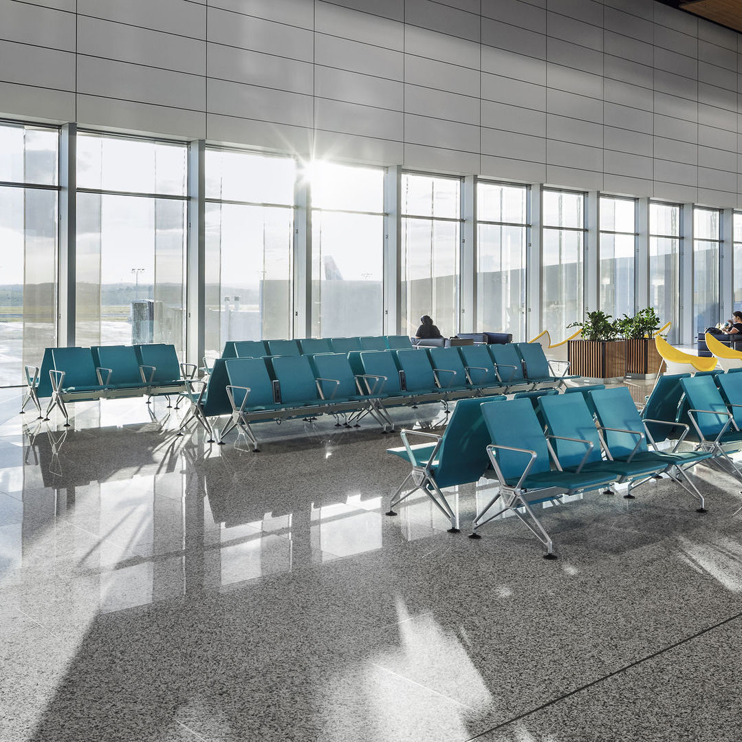 Steel beam chair - AIRLINE - vitra - aluminum / plywood / maple