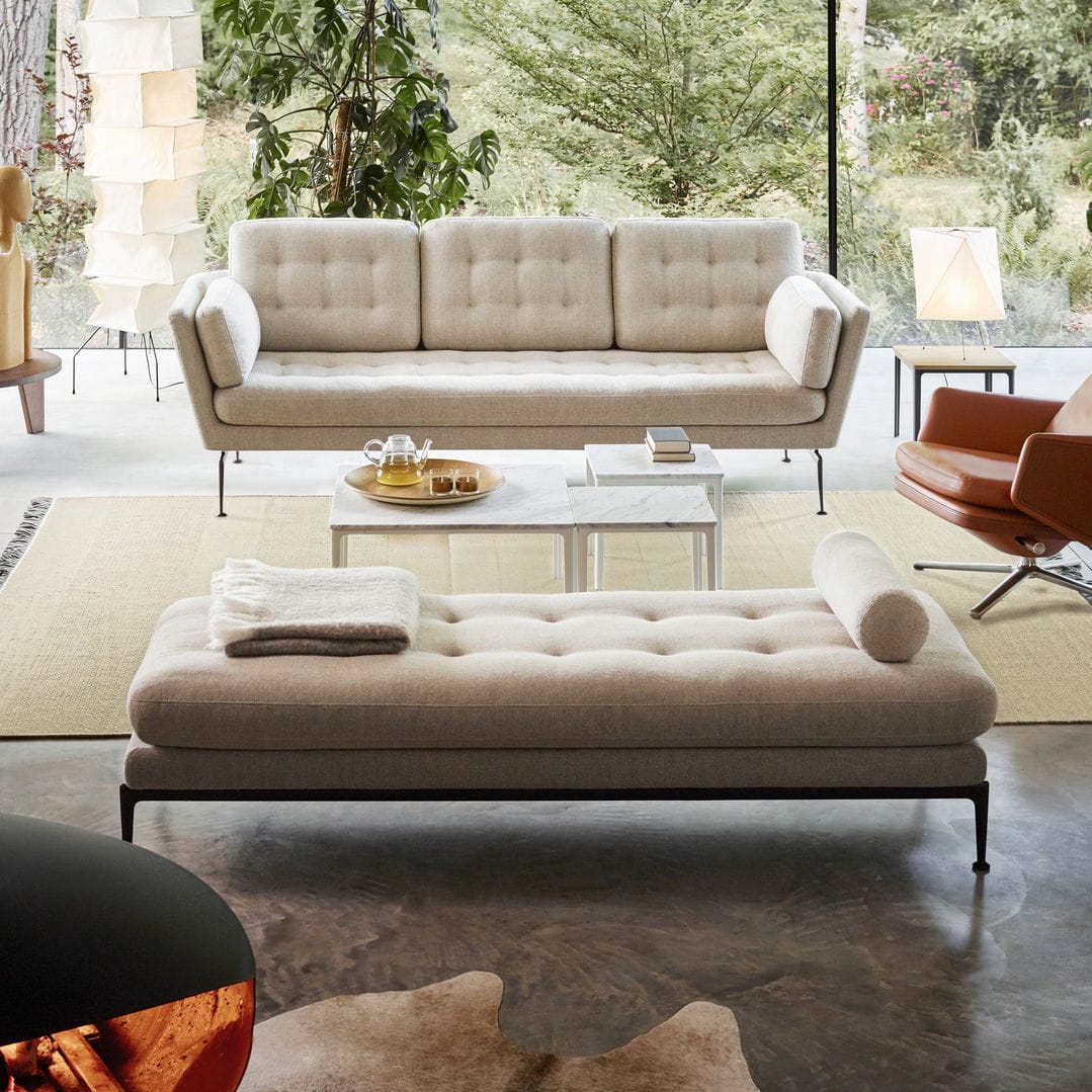 Contemporary day-bed - SUITA - vitra - fabric / leather / metal