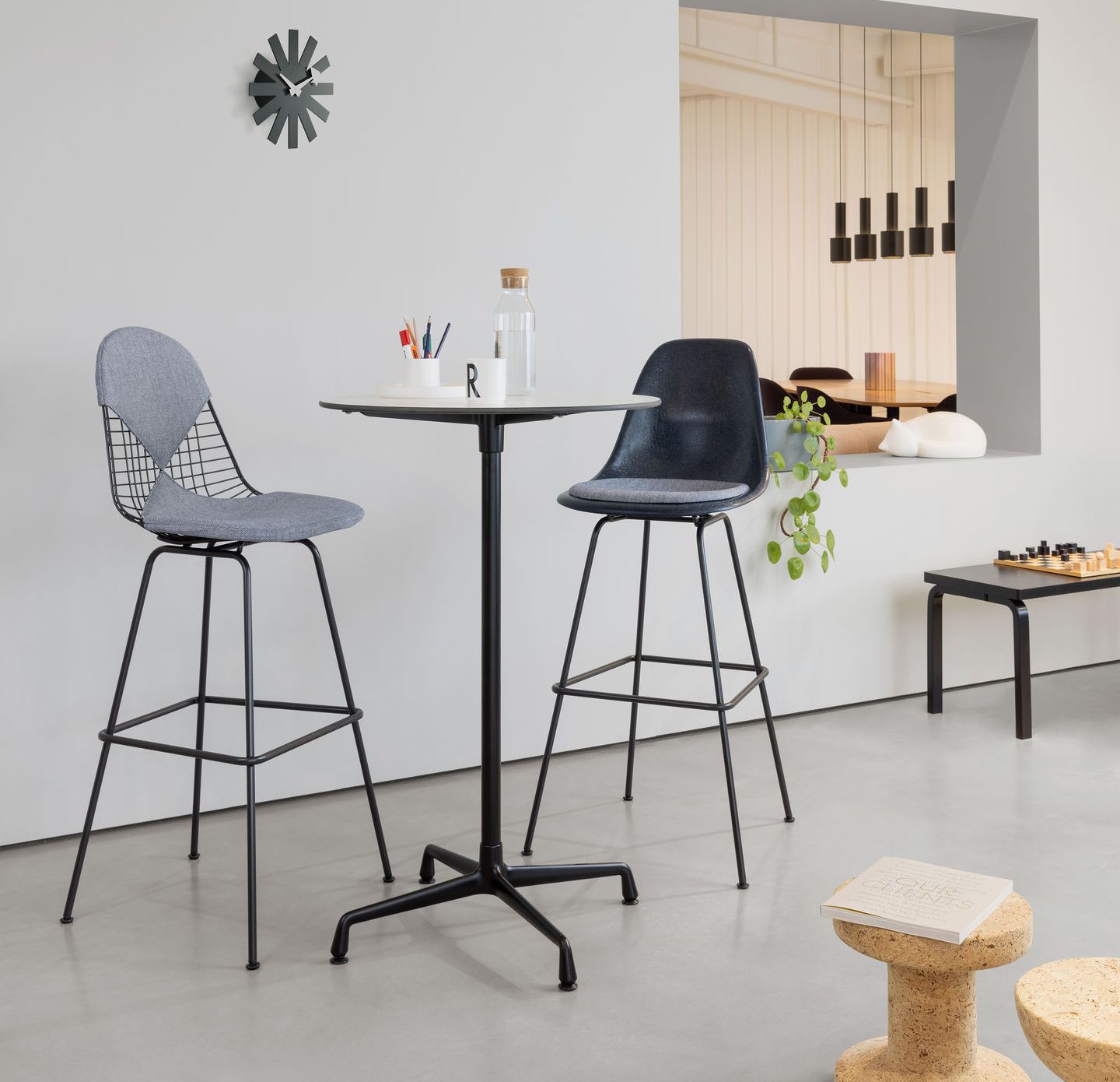 Contemporary bar chair - EAMES - vitra - kitchen / fiberglass / chromed ...