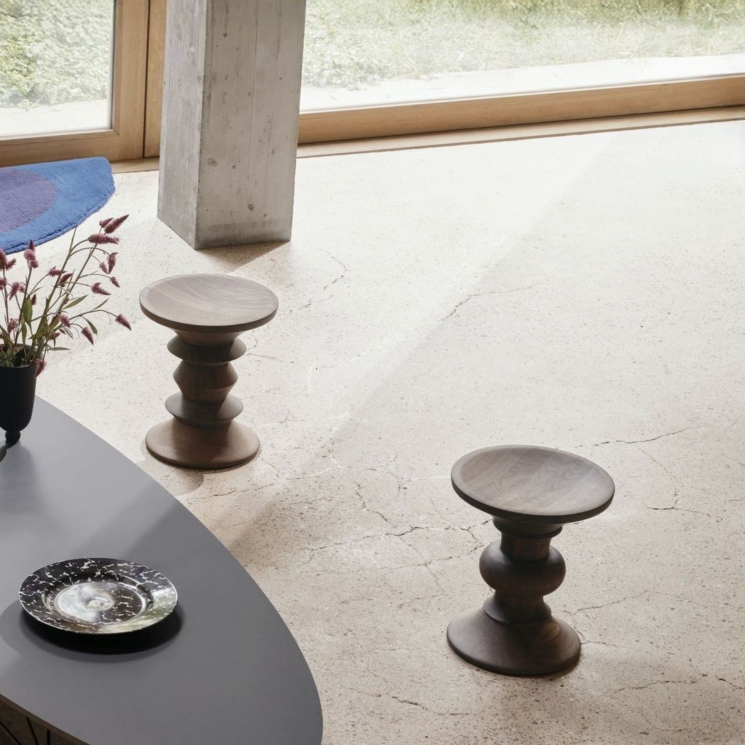 Traditional stool - vitra - walnut / walnut base / central base