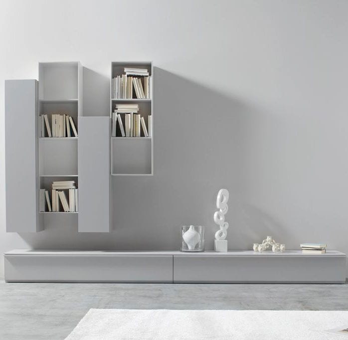 Contemporary living room wall unit - CUBO 675 - Sudbrock - lacquered wood
