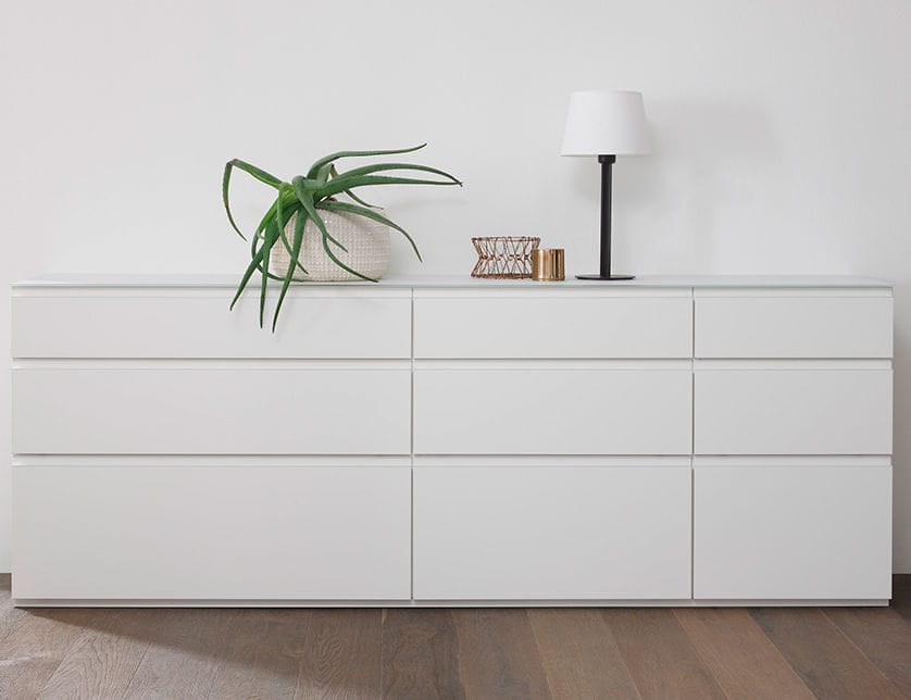 Contemporary sideboard - CUBO 031 - Sudbrock - lacquered wood / white