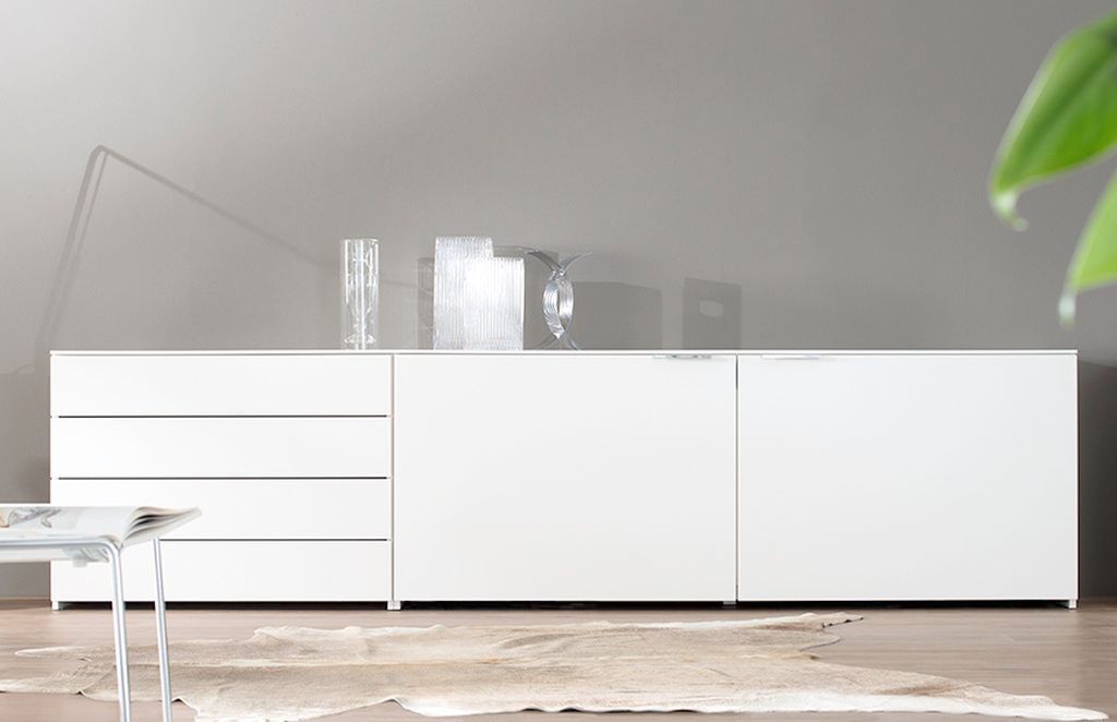 Contemporary sideboard - CUBO 818 - Sudbrock - lacquered wood / white