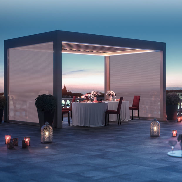 Self-supporting pergola - TERRA SIDE - HELLA - metal / fabric / fabric ...