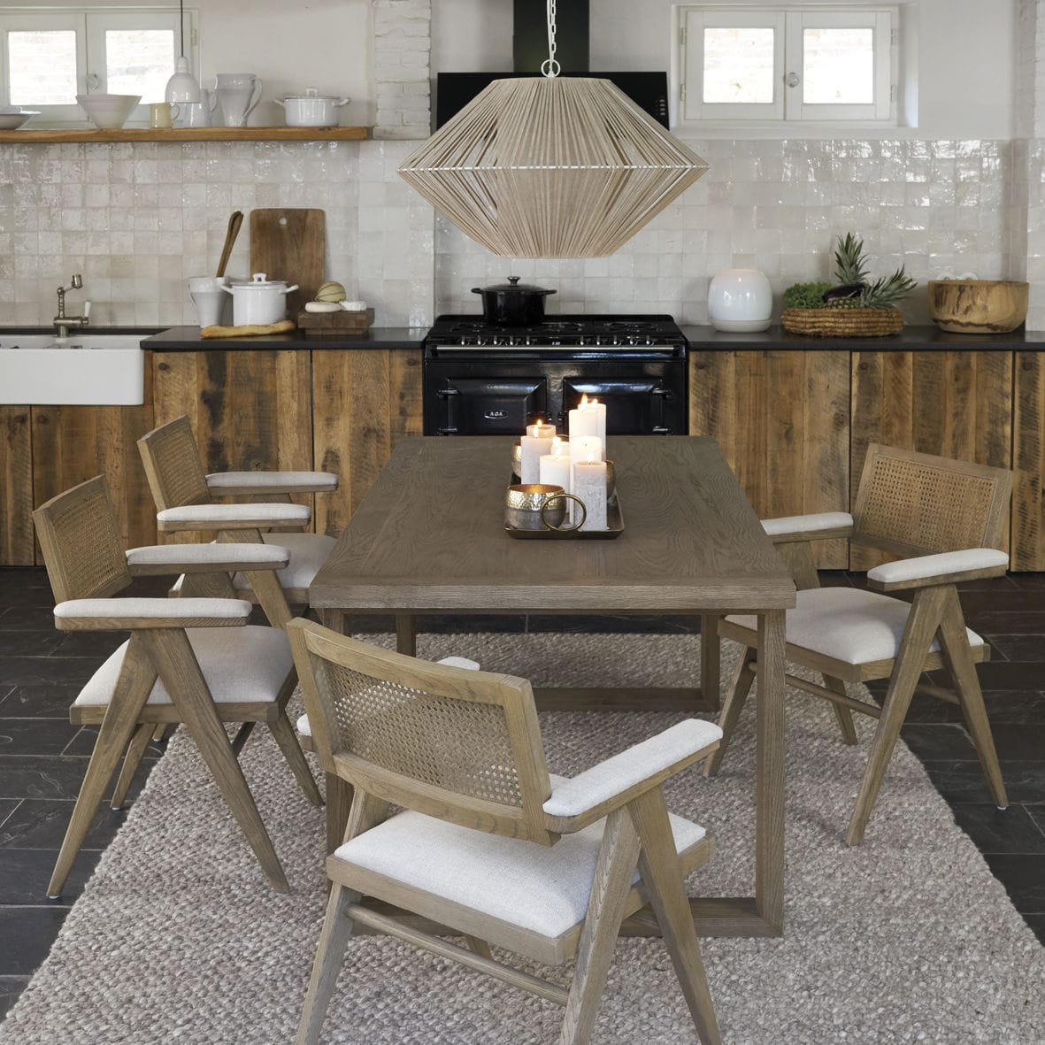Contemporary dining table - DINA - BLANC D'IVOIRE - oak / solid wood ...