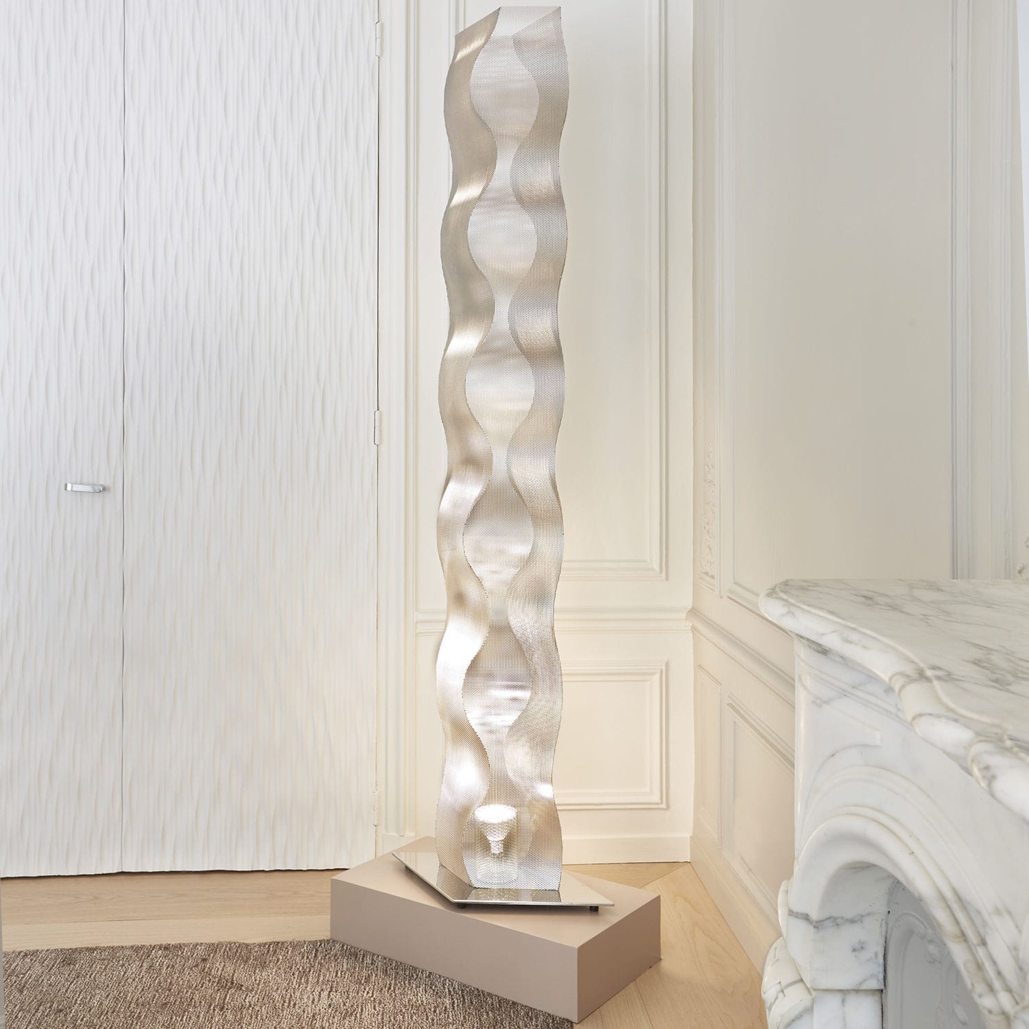 Contemporary light column - ONDE N°1 - Vidé Creation Paris - stainless ...