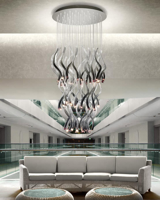 Contemporary chandelier - PLIET - Carlesso - glass / blown glass / LED