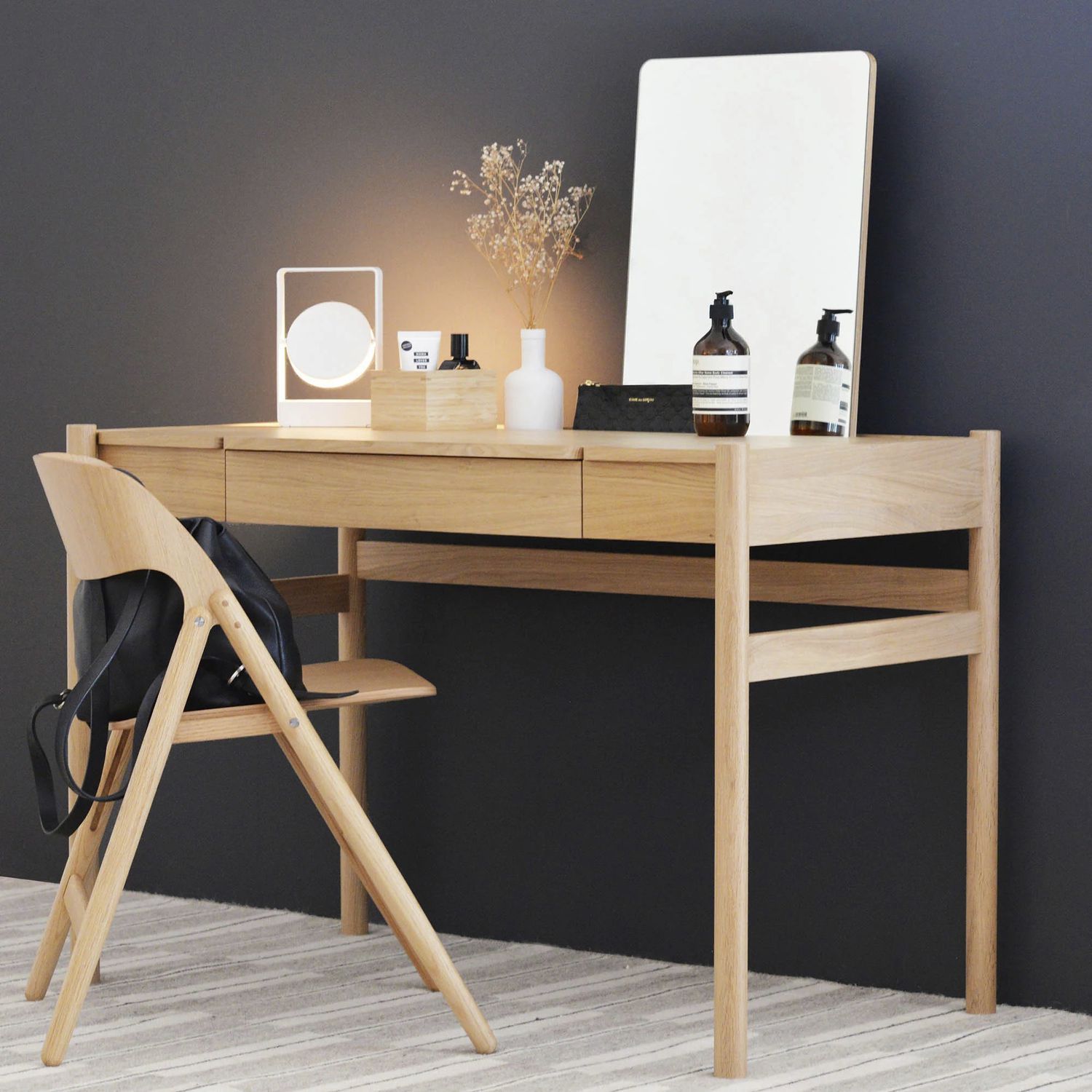 Minimal dressing table - PALA - case - oak / integrated / table