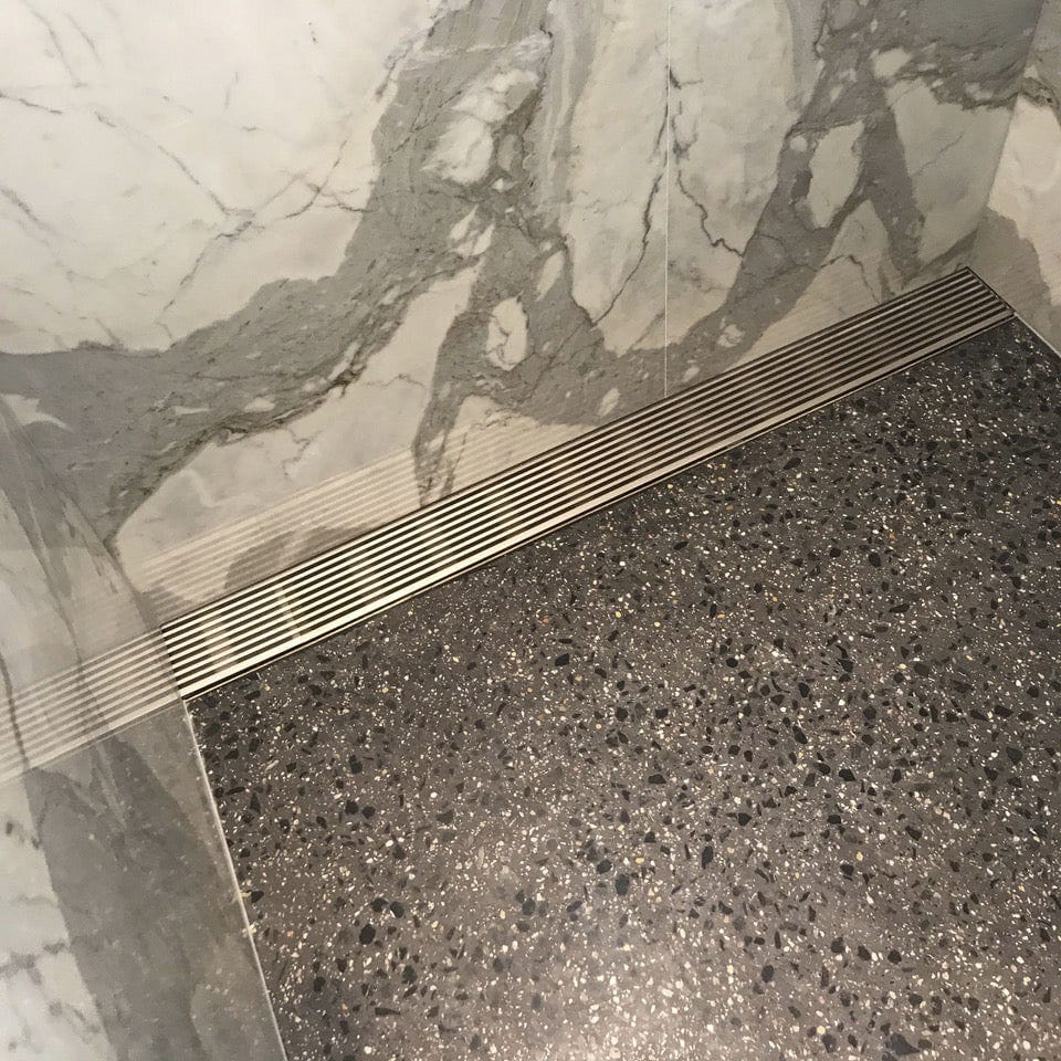 PVC linear shower drain - A30 - Aquabocci - metal / EPDM / mesh