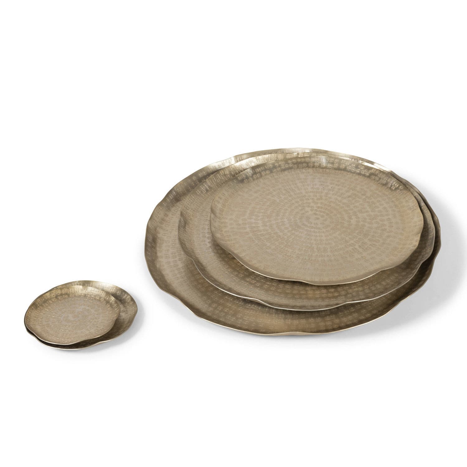 Round plate - CHAMPAGNE WEAVE - DEKOCANDLE - curved / metal / patterned