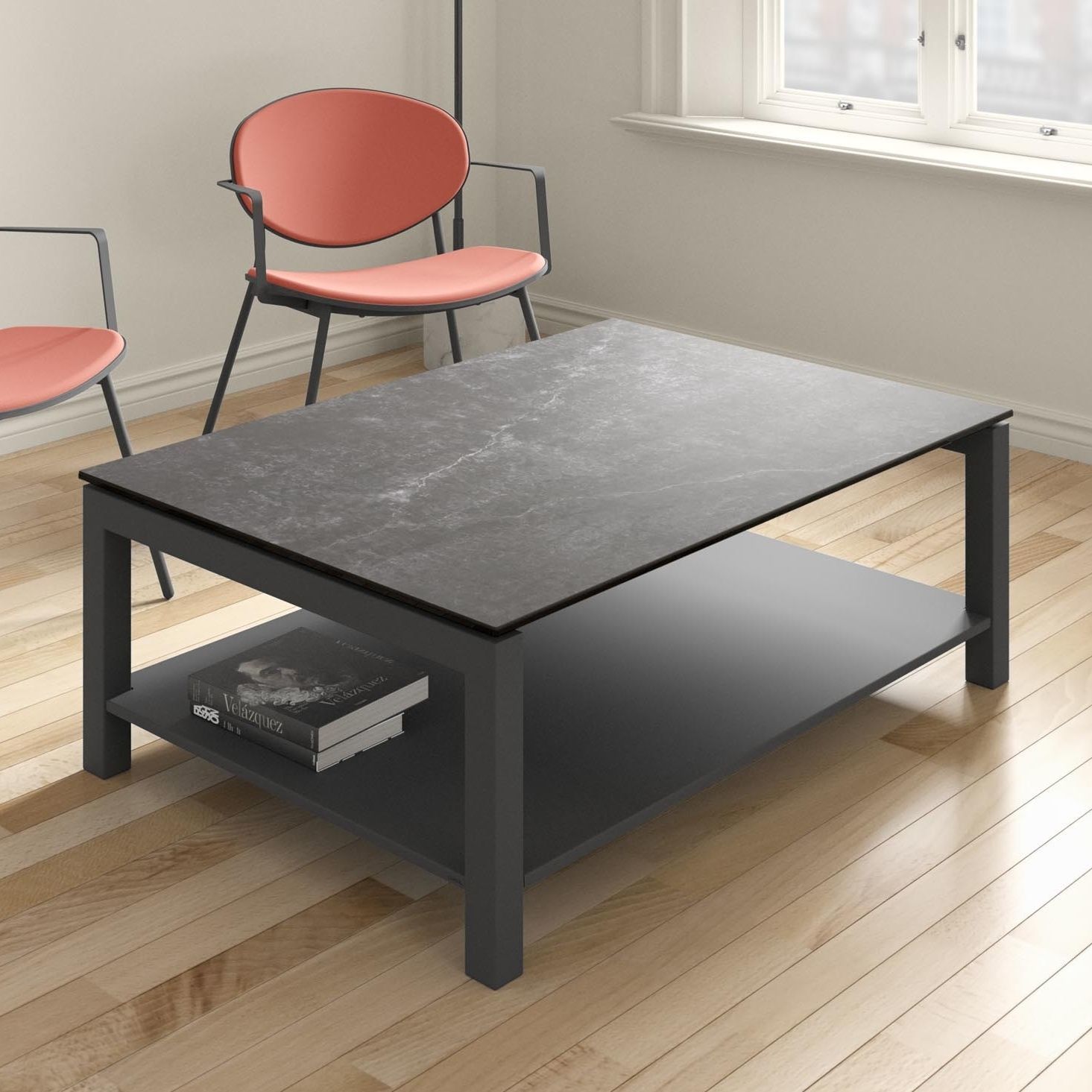 Contemporary coffee table - KERALA - Cancio - marble / lacquered metal steel base / rectangular