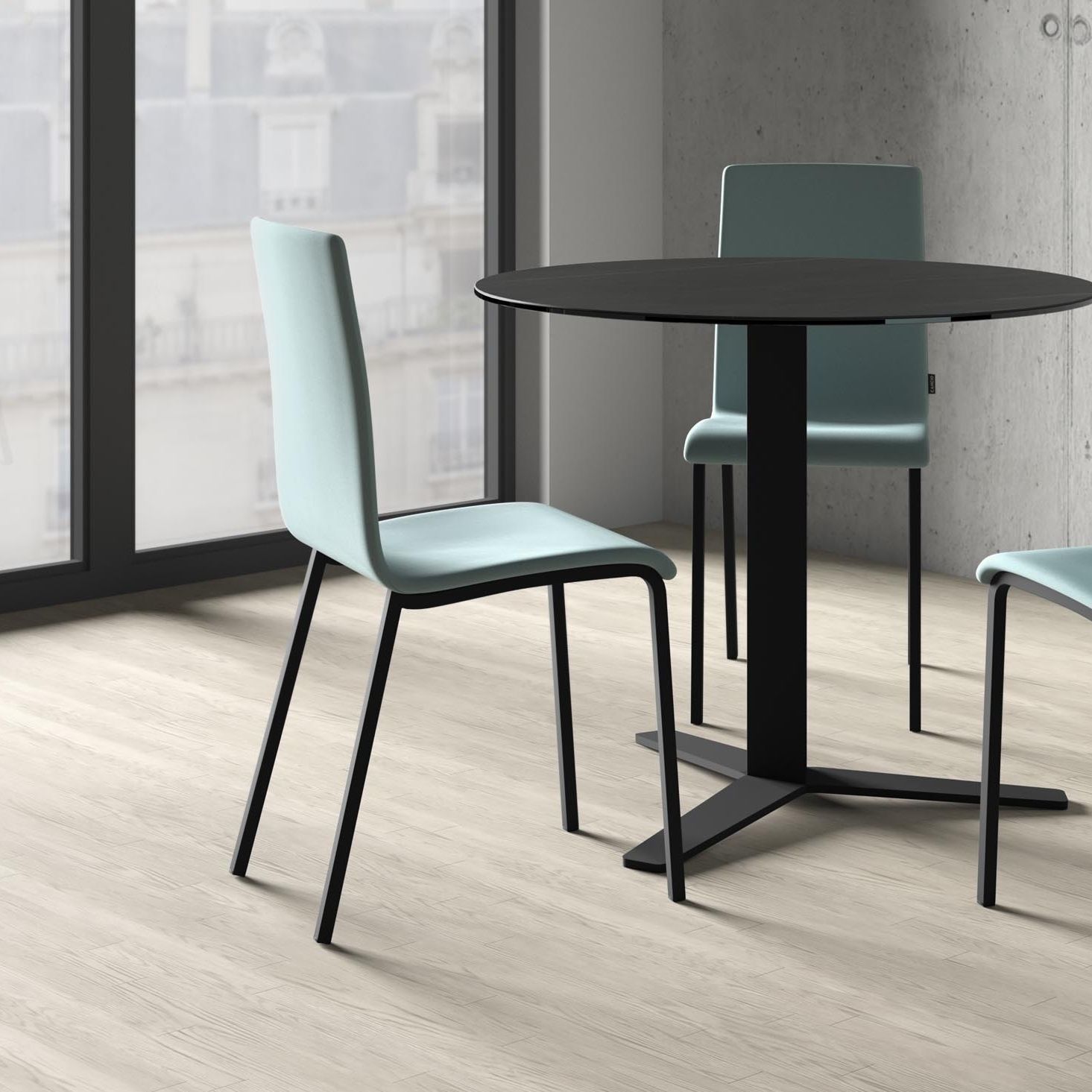 Contemporary chair - CITY - Cancio - fabric / steel base / upholstered