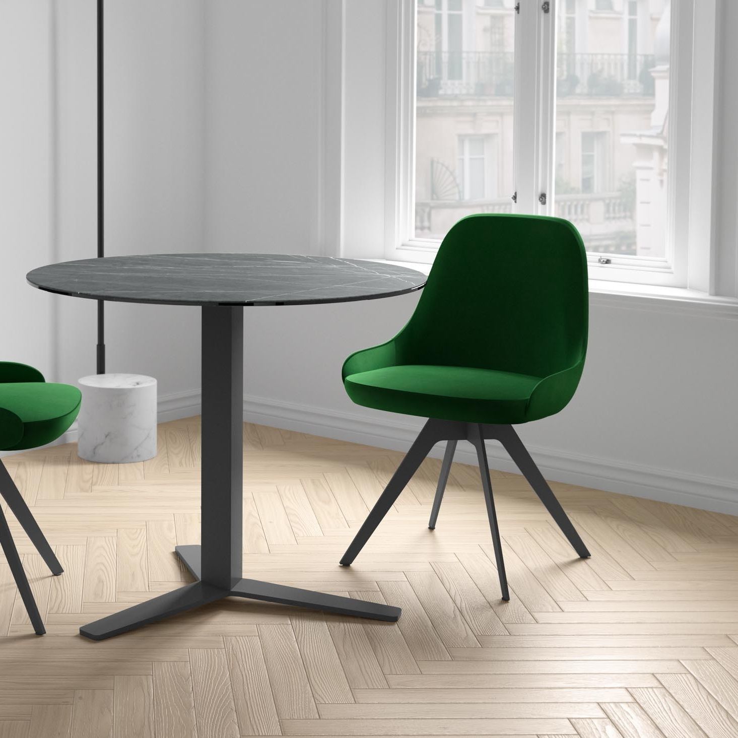 Contemporary chair - INFINITY L - Cancio - indoor / kitchen / fabric