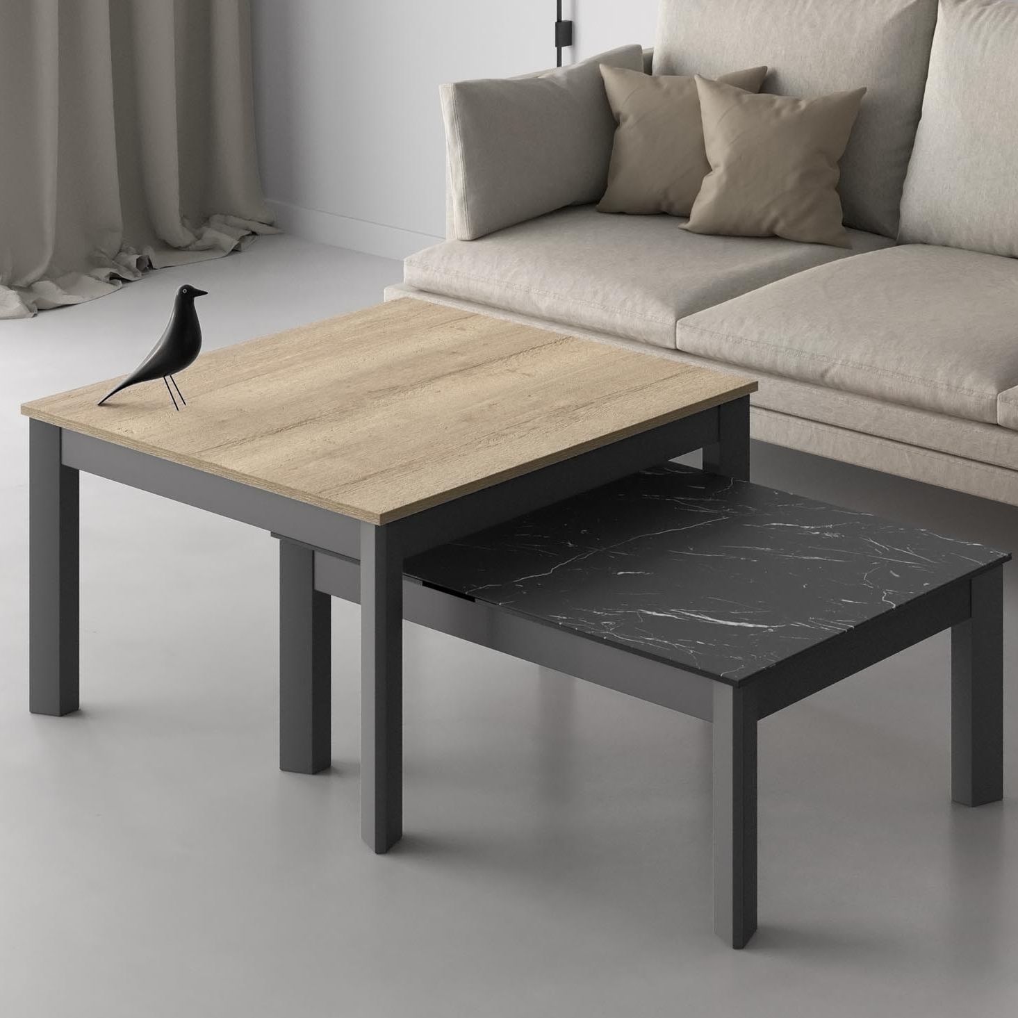 Contemporary nesting tables - MINI MULTIPLUS - Cancio - glass / ceramic ...