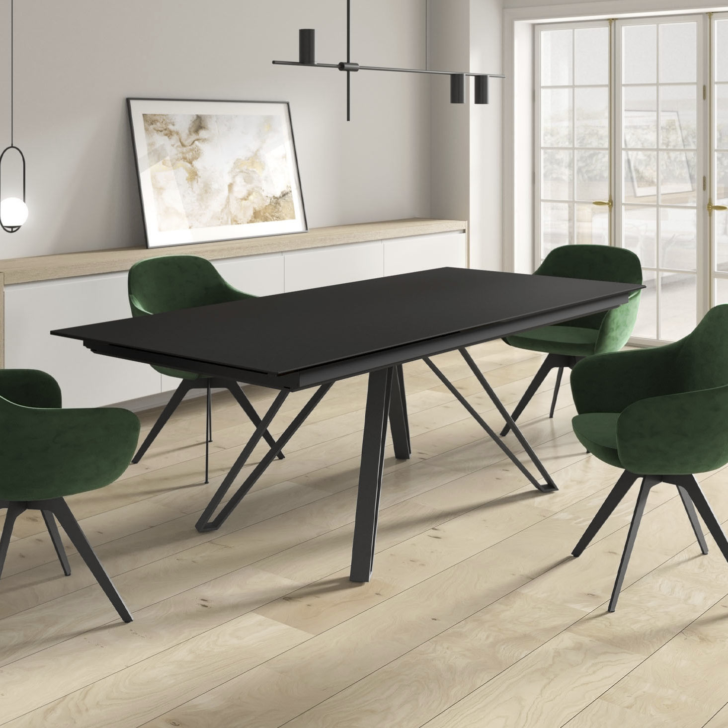 Contemporary table - DADO - Cancio - oak / ceramic / steel base