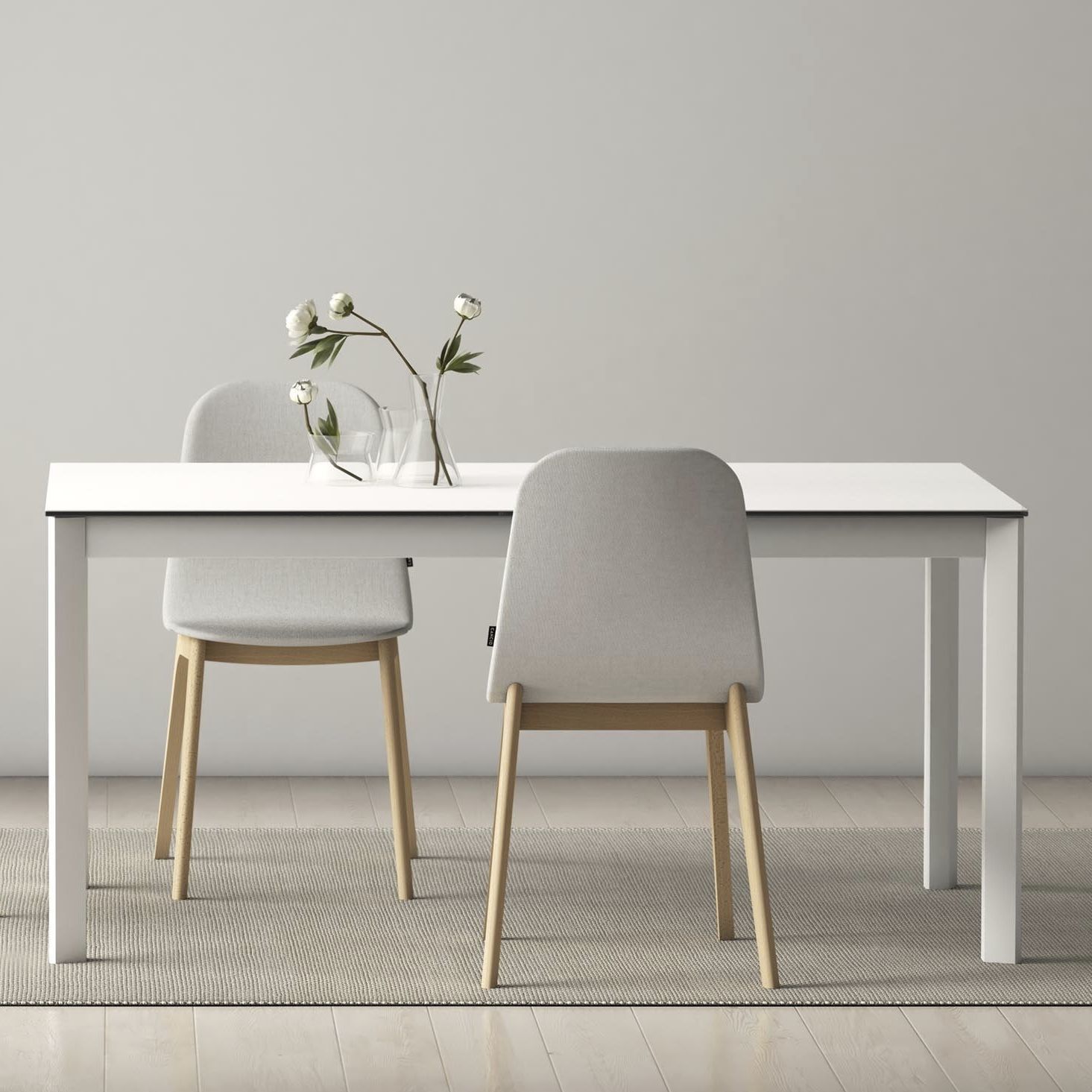 Contemporary table - MULTIPLUS - Cancio - glass / laminate / ceramic