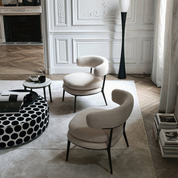 Contemporary armchair - CARATOS - MAXALTO - fabric / leather / cast ...