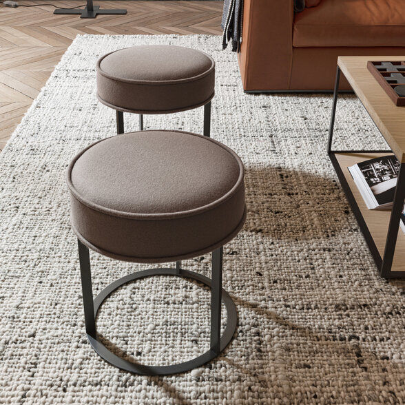 Contemporary stool - Lithos - MAXALTO - leather / fabric / steel base