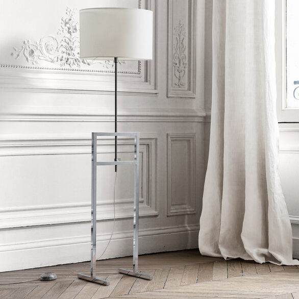 Floor-standing lamp - LEUKON - MAXALTO - metal / glass / fabric