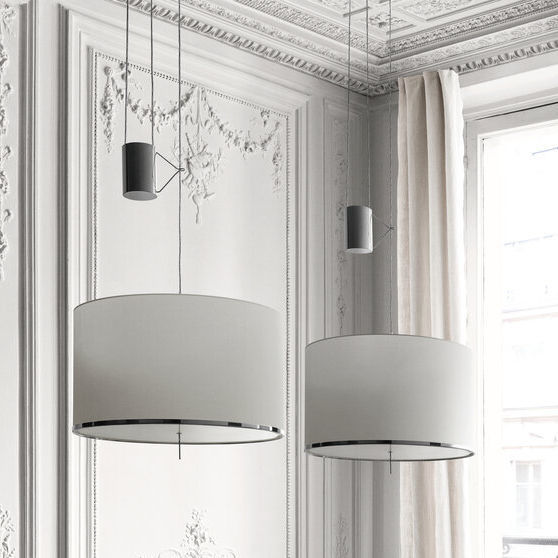 Pendant lamp - LEUKON - MAXALTO - metal / glass / fabric