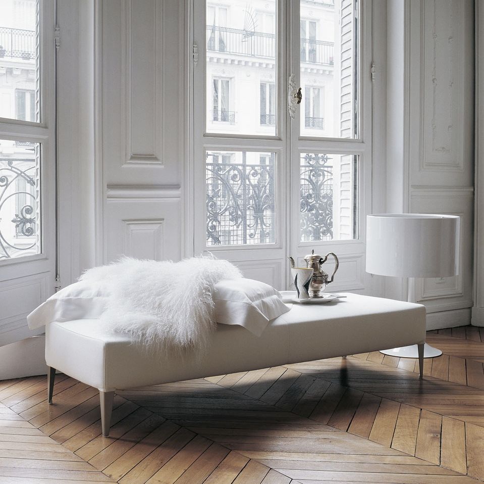 Contemporary upholstered bench - FILEMONE - MAXALTO - fabric / leather ...
