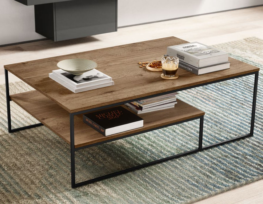 Contemporary coffee table - Dakar - nobilia - wooden / steel base ...