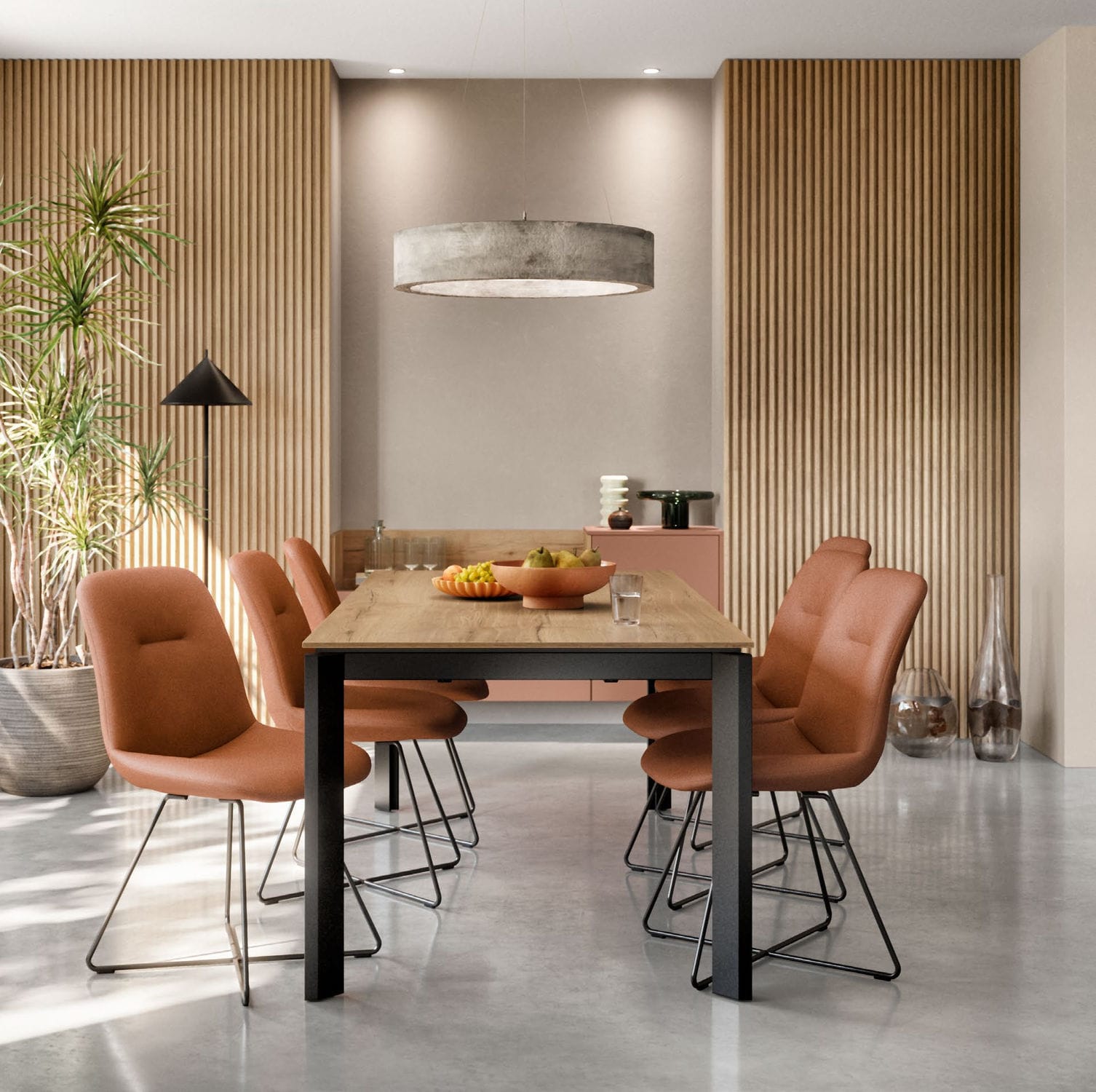 Contemporary dining table - London - nobilia - wooden / concrete / slate