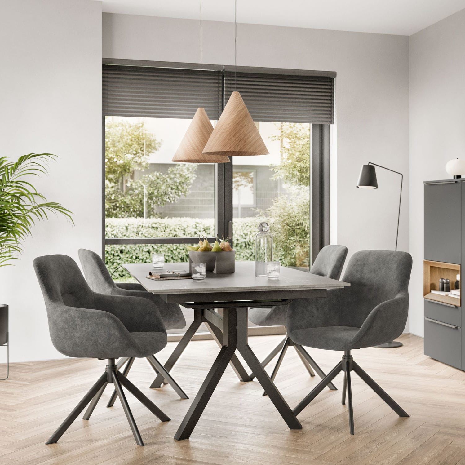 Contemporary dining table - Paris - nobilia - wooden / concrete / slate