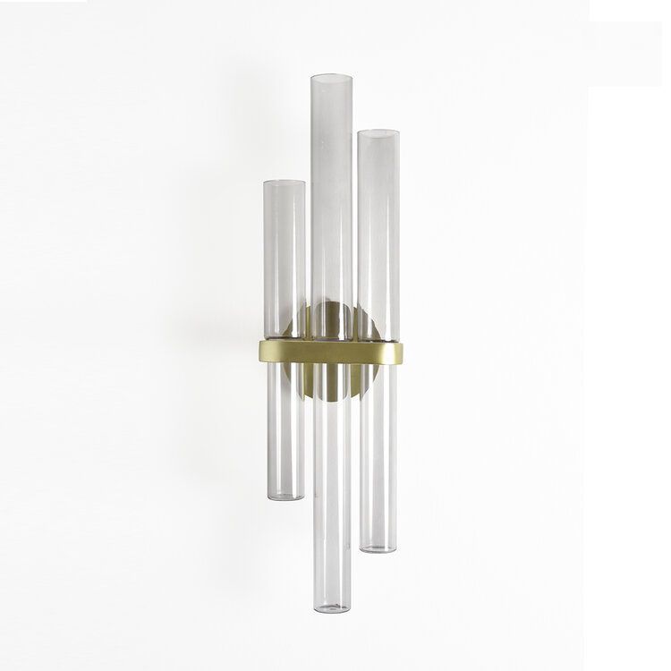 Art Nouveau vase - ILIS - ENO STUDIO - glass / brass / stainless steel