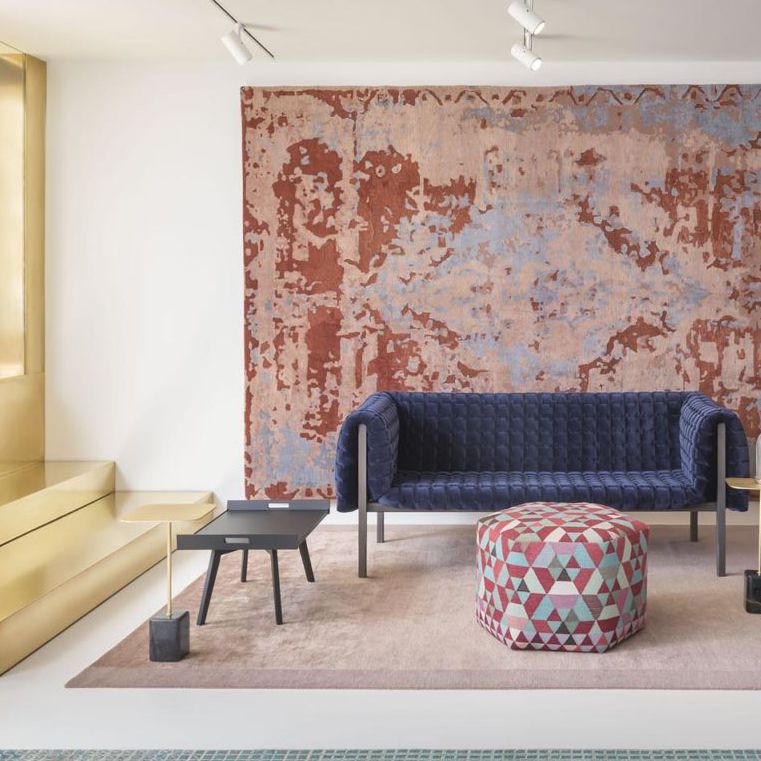 Contemporary pouf - TRIANGLES : HEXHEX - Golran - wool / silk / by ...