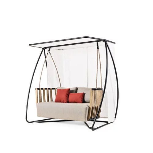 Teak garden swing seat - SWING - Ethimo - aluminum / self-supporting ...