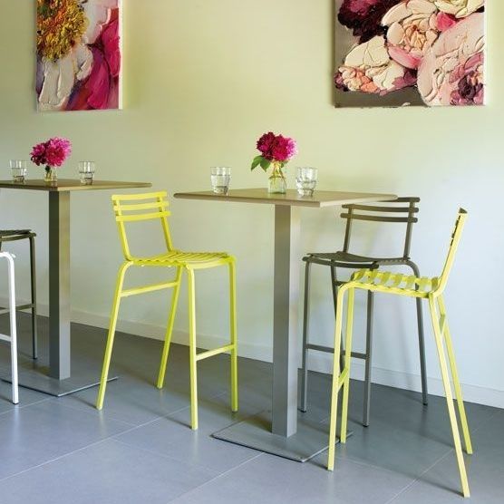 Contemporary high bar table - Flower - Ethimo - metal / square / home