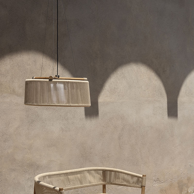 Pendant lamp - Kilt - Ethimo - teak / rope / contemporary