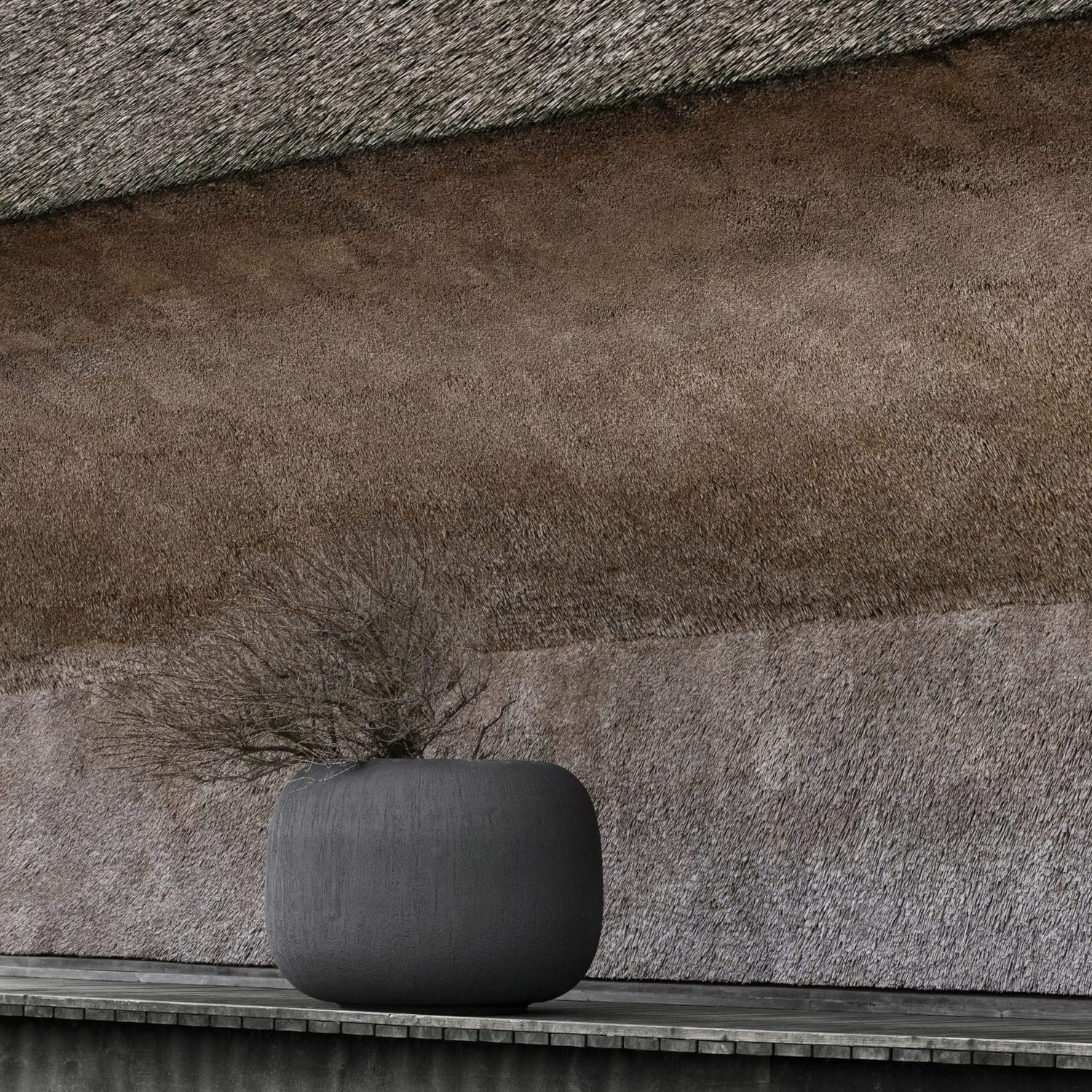 Terracotta planter - MELIDES - DOMANI - round / contemporary / gray