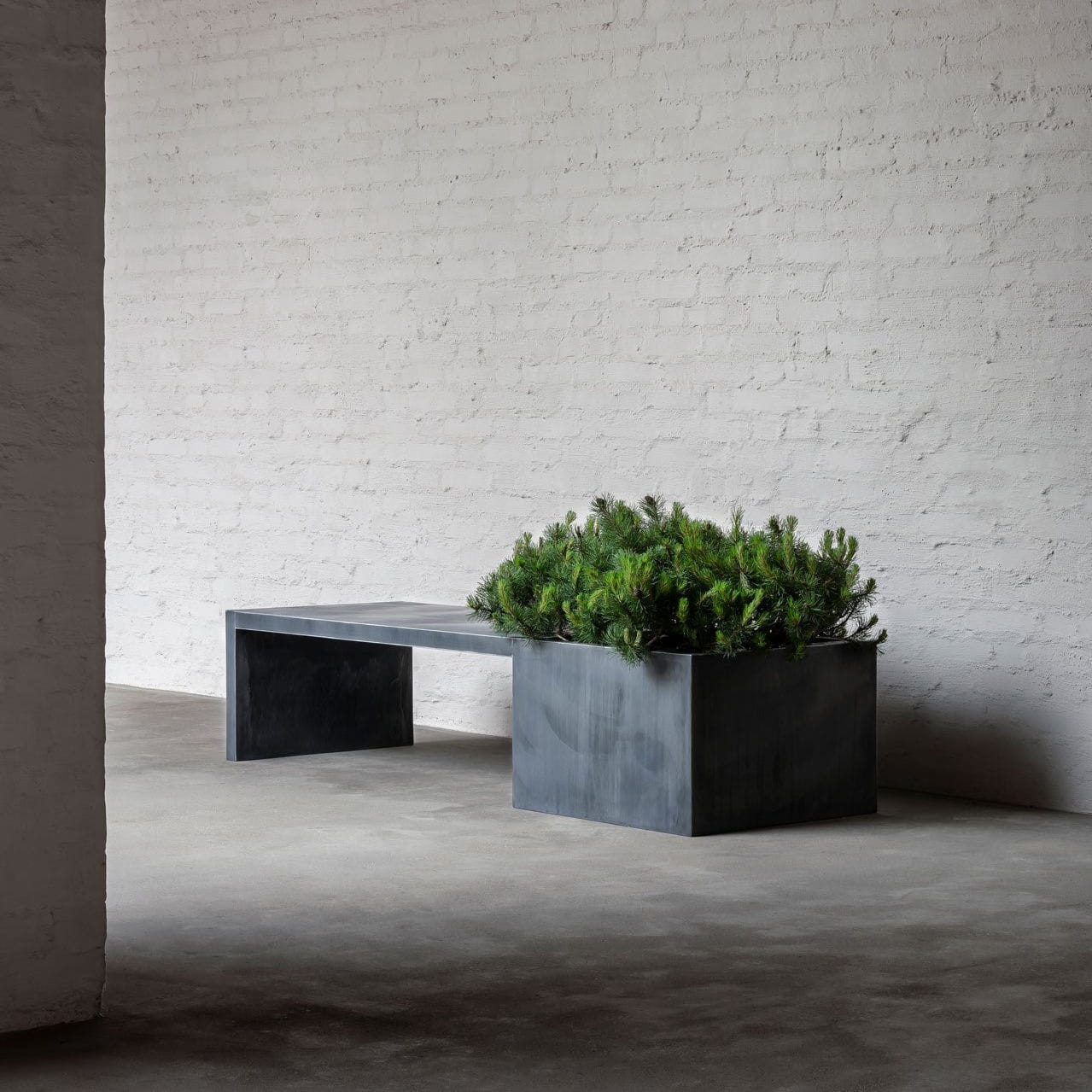 Zinc planter - IN/OUT - DOMANI - rectangular / with integrated bench ...