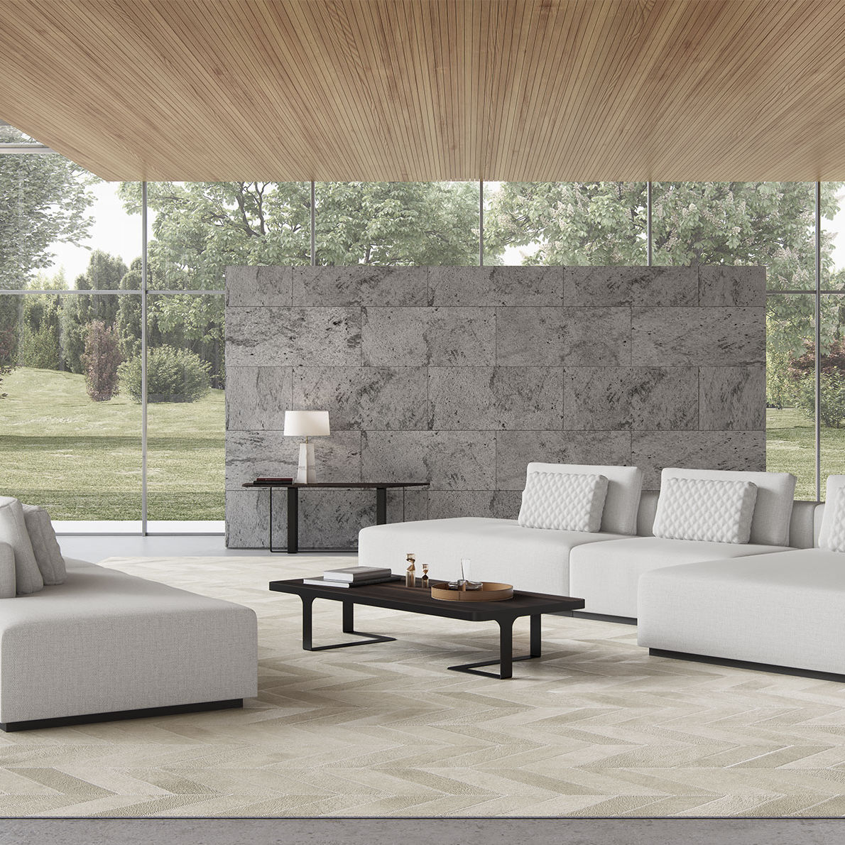 Minimalist design coffee table - CLINTON - MODLOFT - oak / MDF / steel