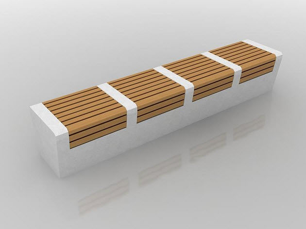 Public bench - LINE STRAIGHT - URBASTYLE - contemporary / wooden / concrete