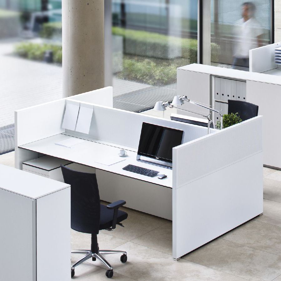 Workstation desk - CONCLUSION - Vario - contemporary / wood veneer / HPL