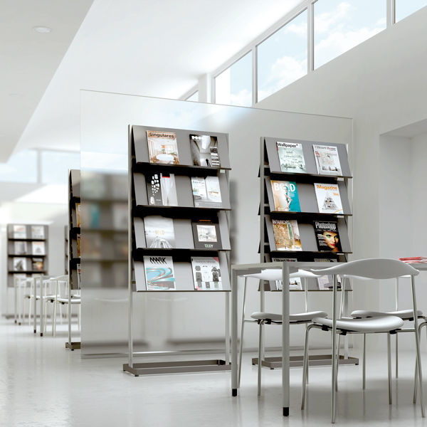 Contemporary magazine rack - FLAP - Systemtronic - tertiary / steel