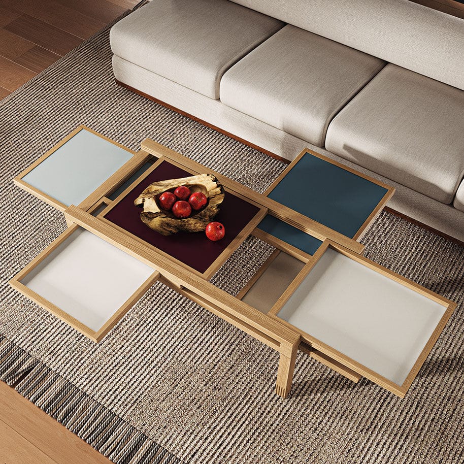 Contemporary coffee table - Hexa - Sculptures Jeux - laminate / oak ...