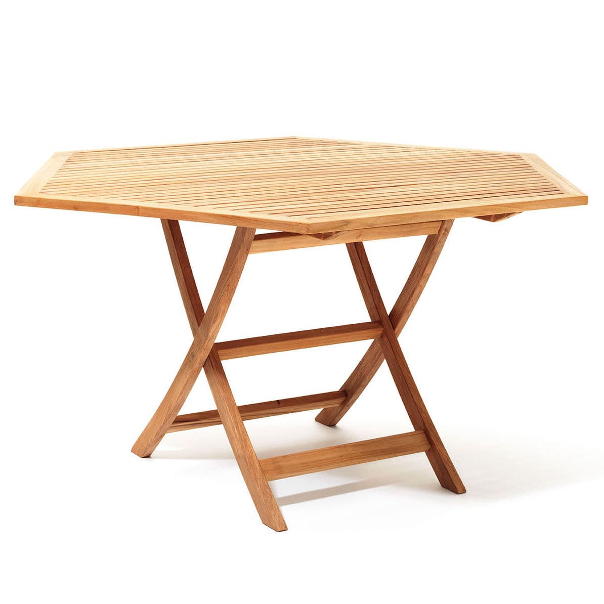 Contemporary table - VIKEN - Skargaarden - teak / teak base / hexagonal