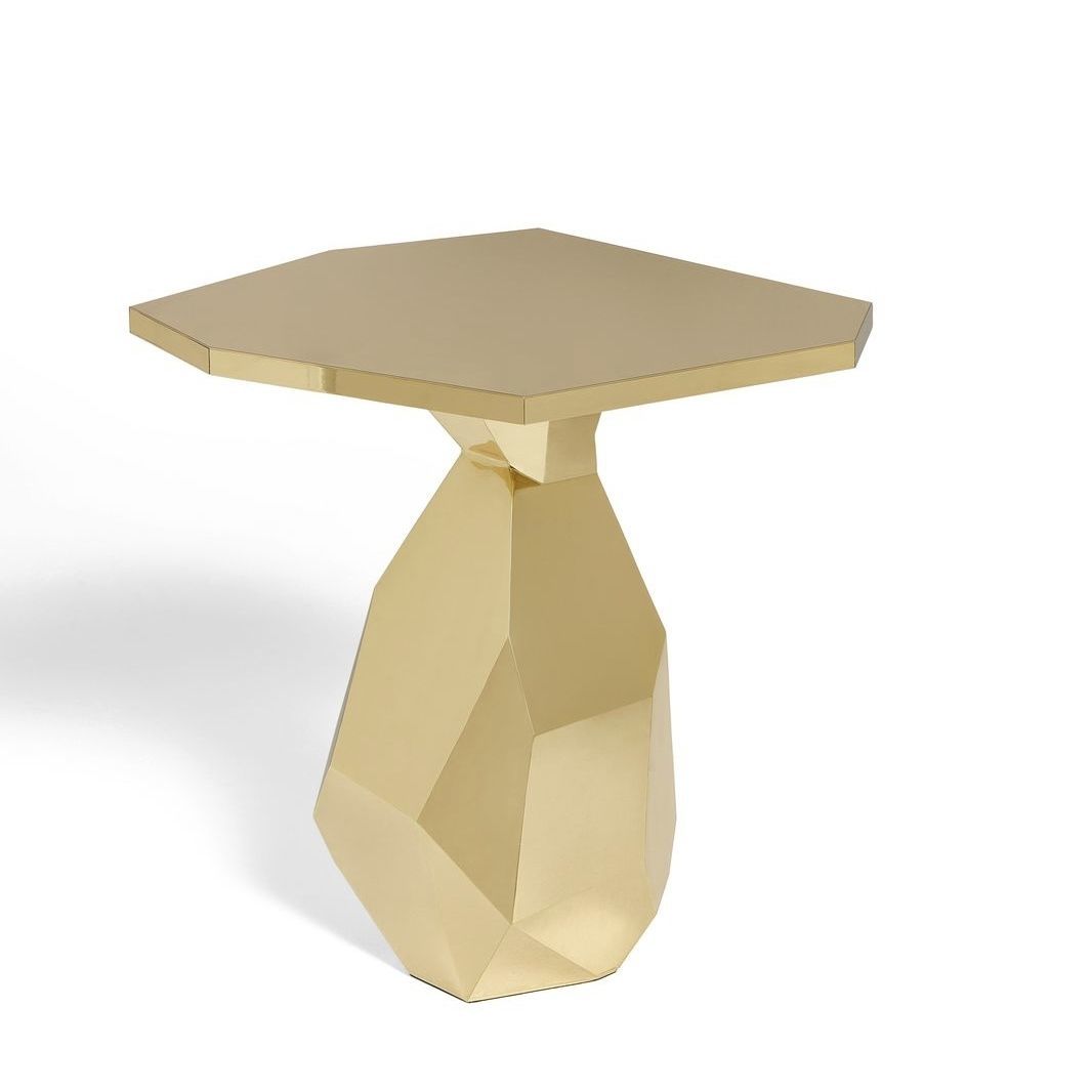 Contemporary side table - ROCK - Ginger & Jagger - brass / brass base ...