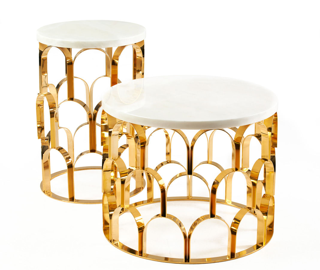 Contemporary side table - ANANAZ - Ginger & Jagger - marble / round