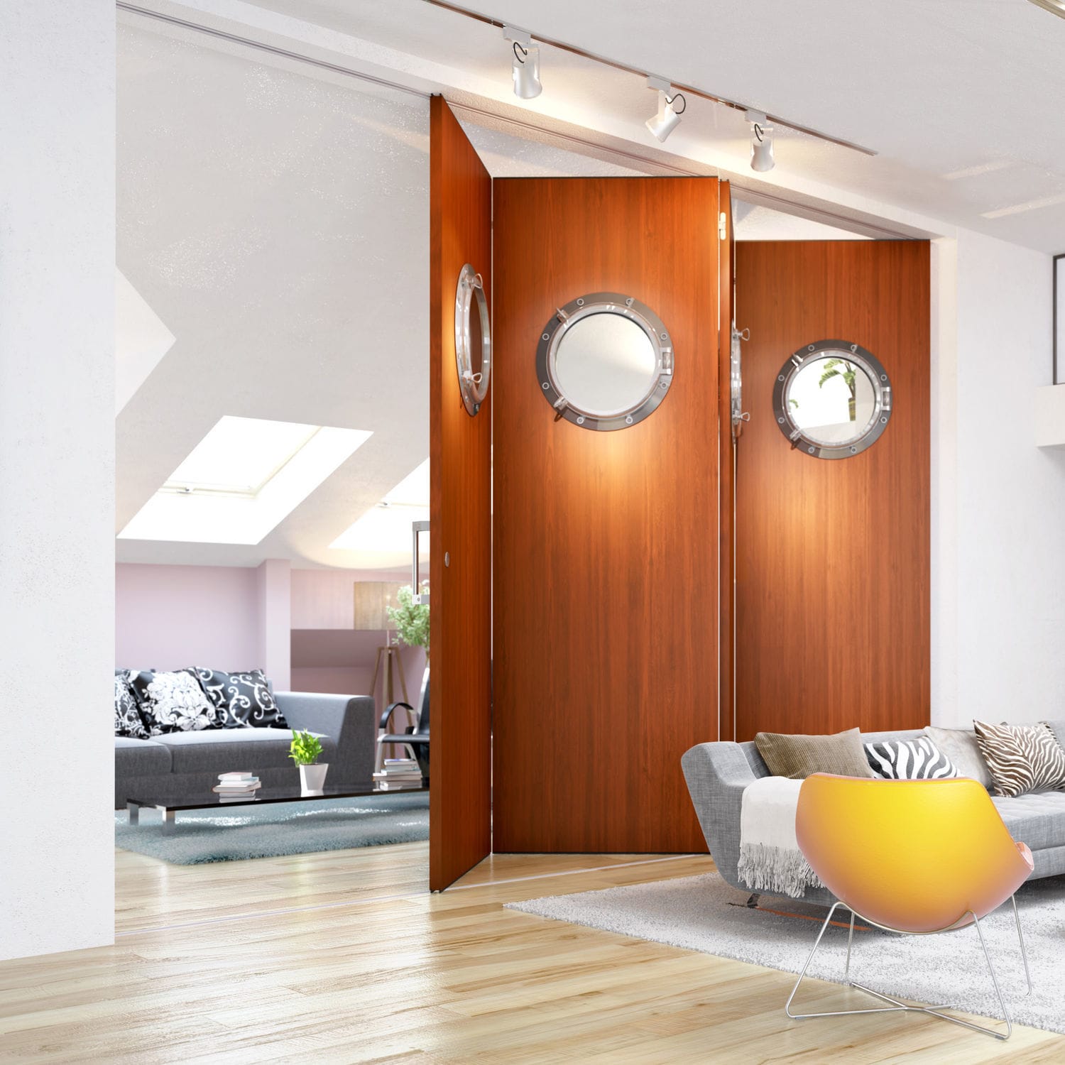 Aluminum sliding system - OPENTEC FW75 - MANTION SAS - wooden door ...