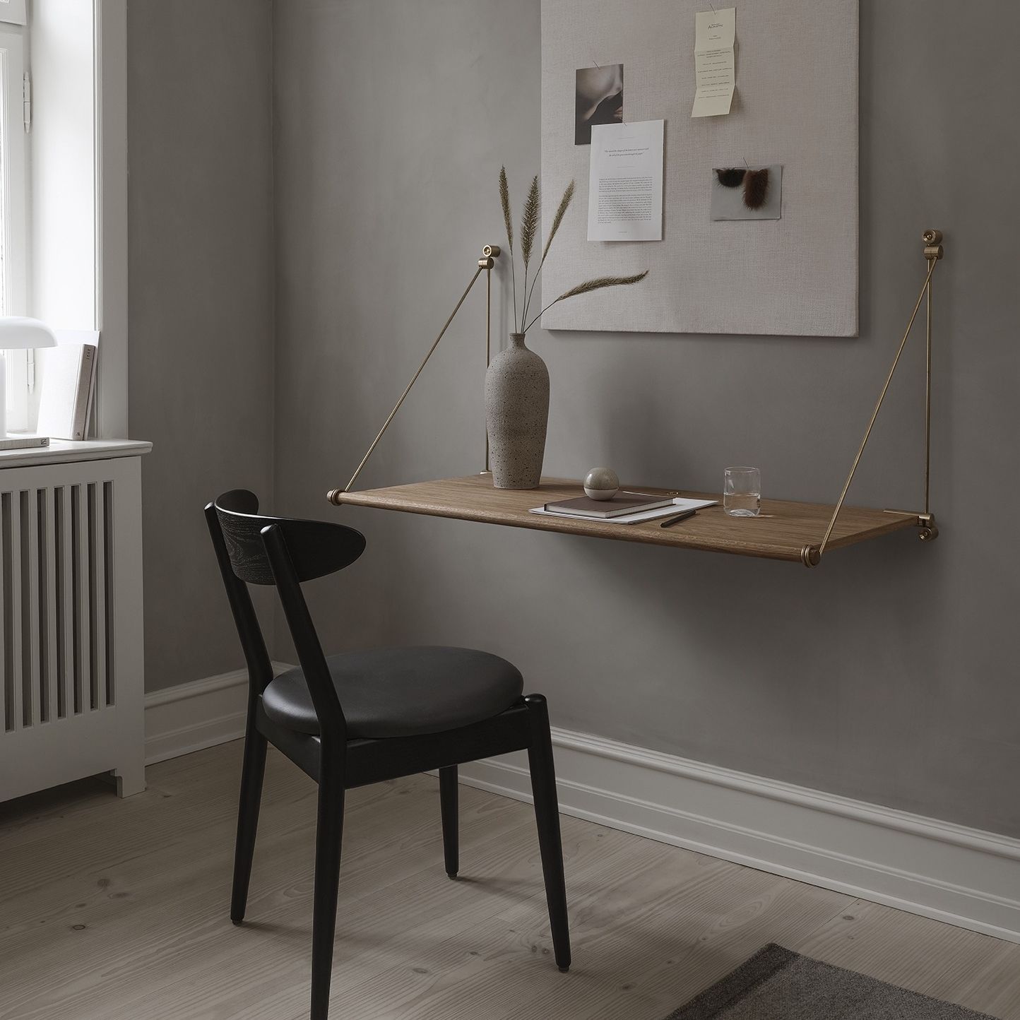 Wall-mounted desk - LOOP - WEDOWOOD - contemporary / oak / straight