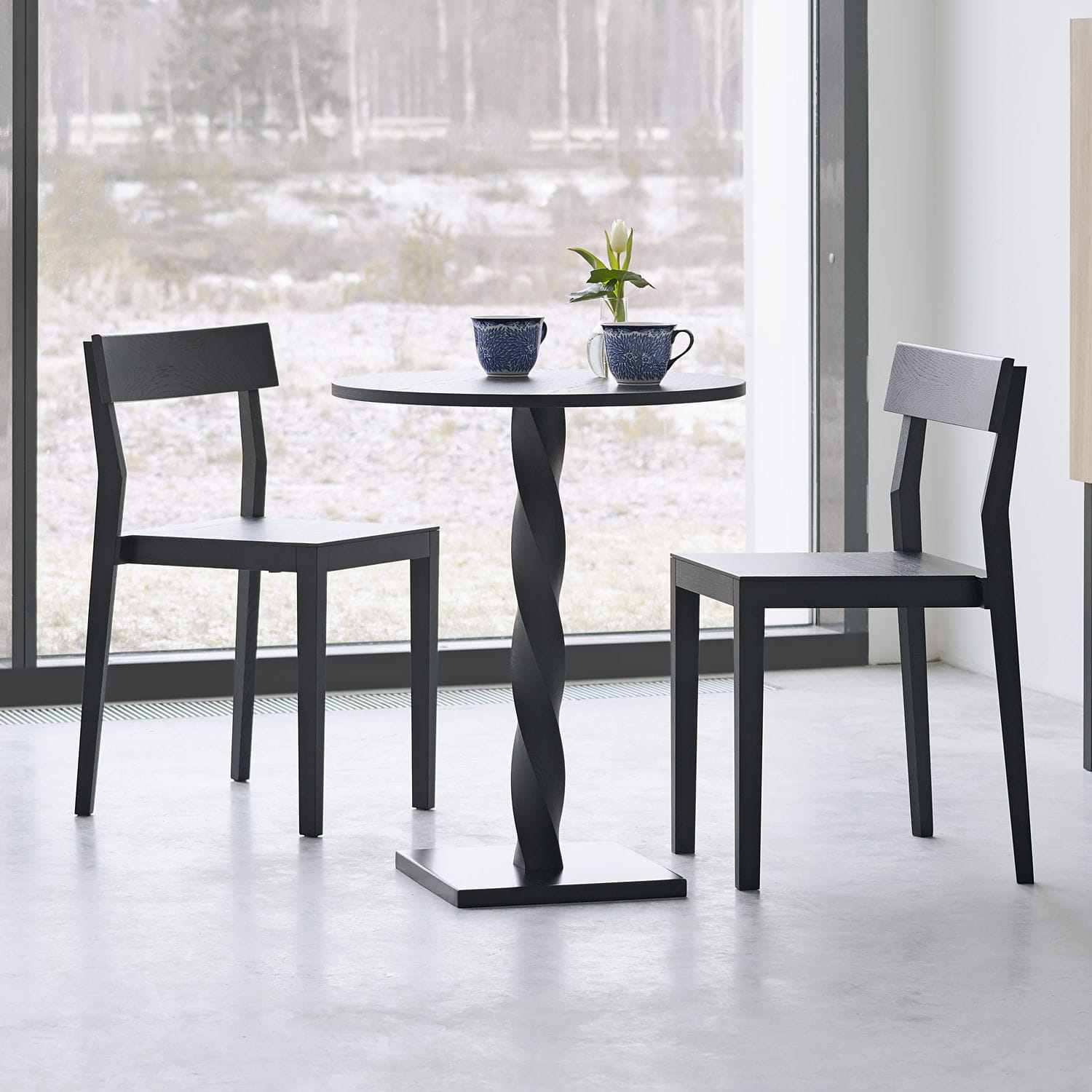 Contemporary pedestal table - TWIST - A 2 designers - oak / MDF ...